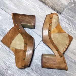 Anthropologie | Shoes | Boho 7s Platform Patchwork Suede Woodblock ...